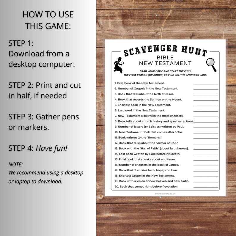 Bible Scavenger Hunt for the New Testament, Kids Bible Study, Sunday ...