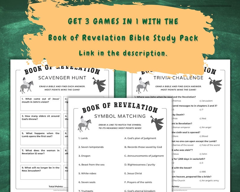 Book of Revelation Scavenger Hunt – Printable Bible Study Games, Bible ...