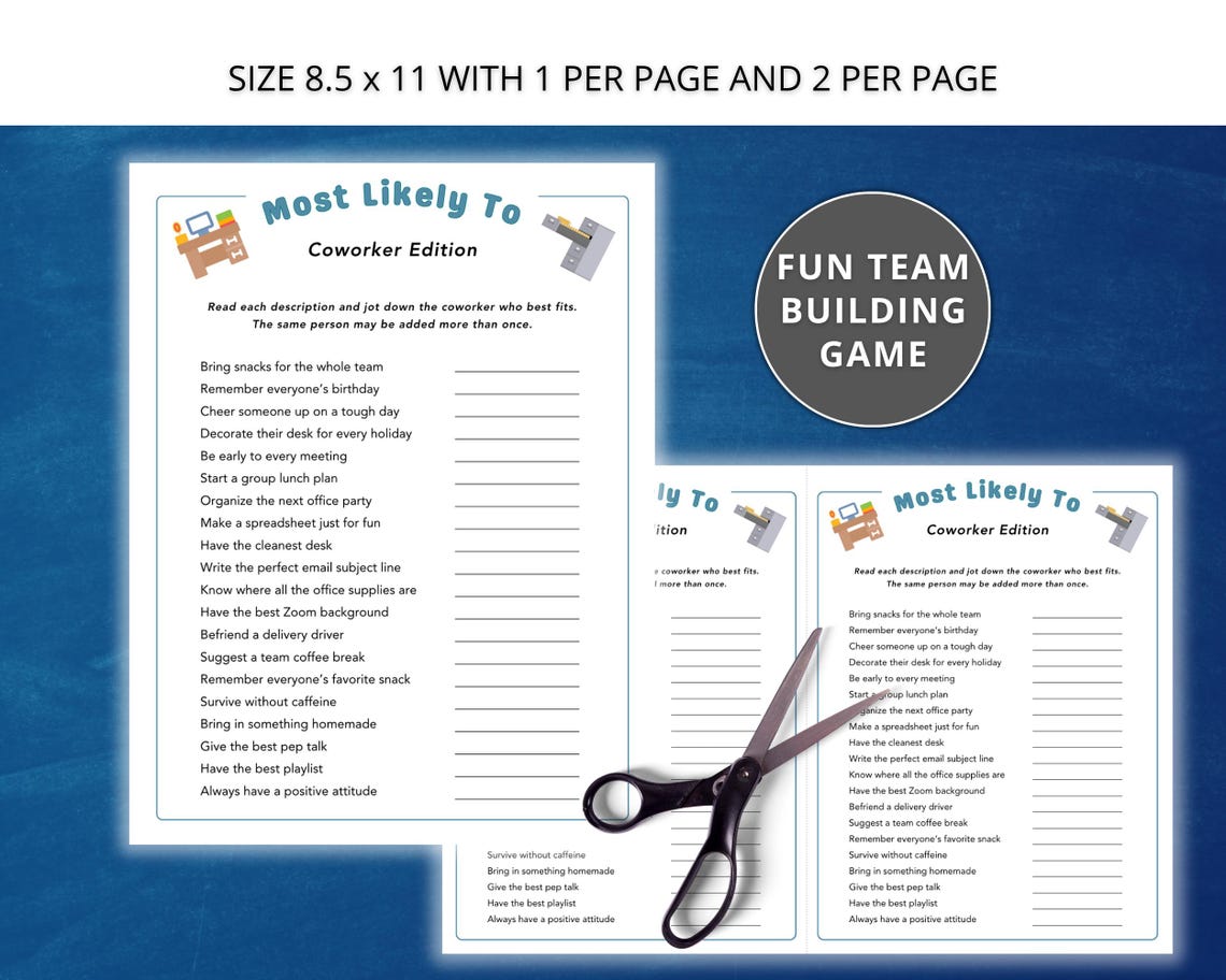 Staff Meeting Game – Printable Team Building Game With Coworker Most ...