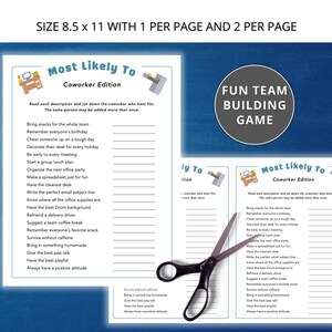 Staff Meeting Game – Printable Team Building Game With Coworker Most ...