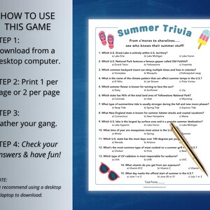 Summer Trivia Game, Summertime Trivia Questions, 4th of July Game ...