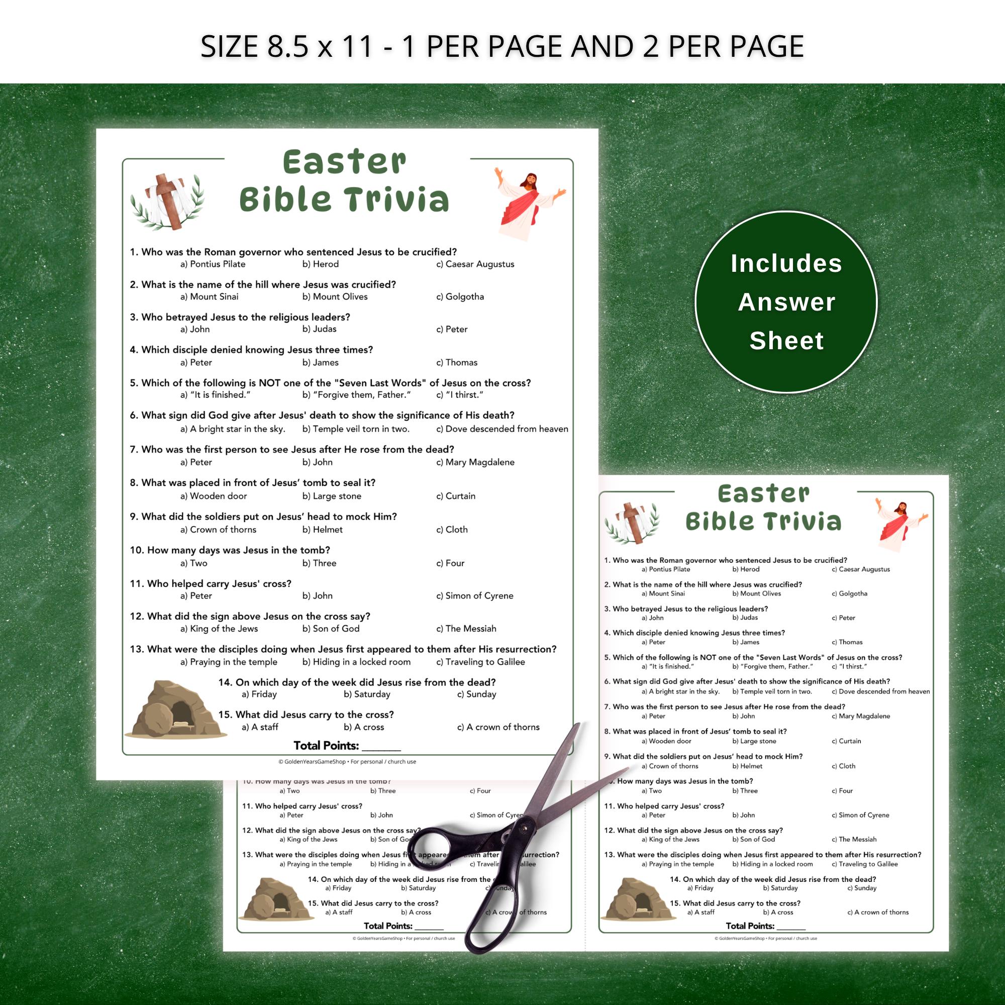 Easter Trivia Game, Bible Easter Game for Church, Christian Sunday ...