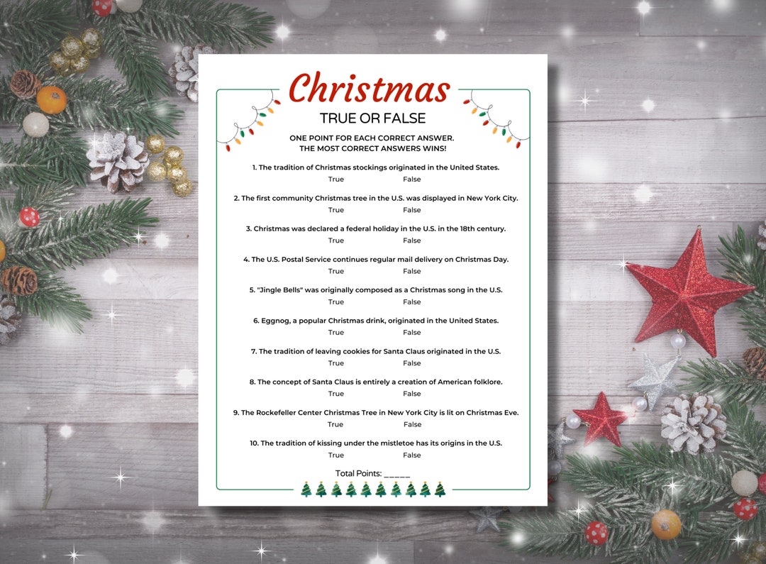 Christmas True or False Game Fun for All Ages - Etsy
