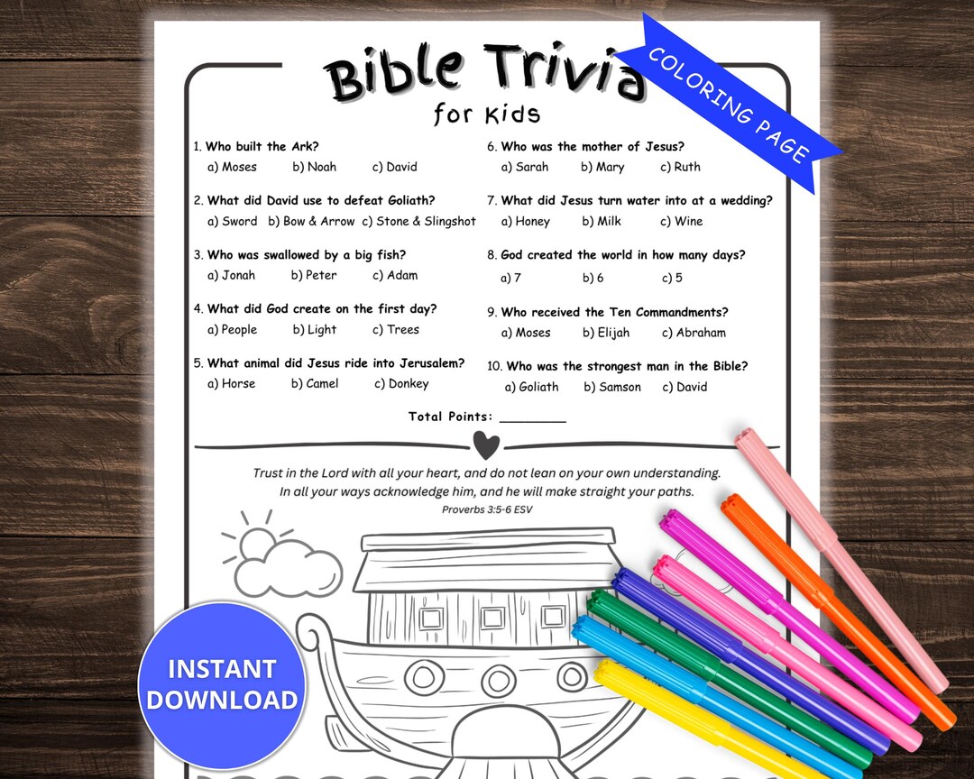 Kids Bible Trivia Game, Sunday School Quiz, Church Game, Christian Game ...