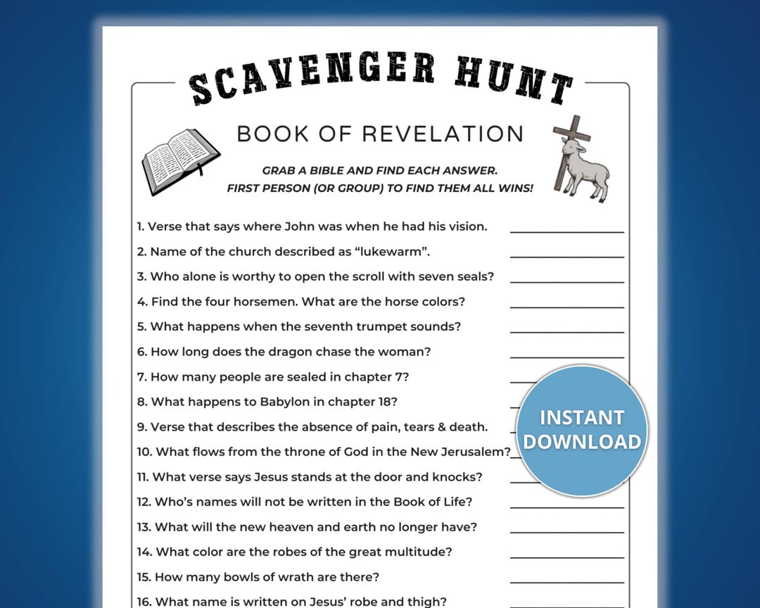 Bible Scavenger Hunt, Kids Bible Study, Sunday School Quiz, Church Game ...