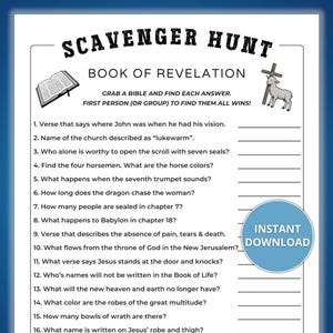Bible Scavenger Hunt, Kids Bible Study, Sunday School Quiz, Church Game ...