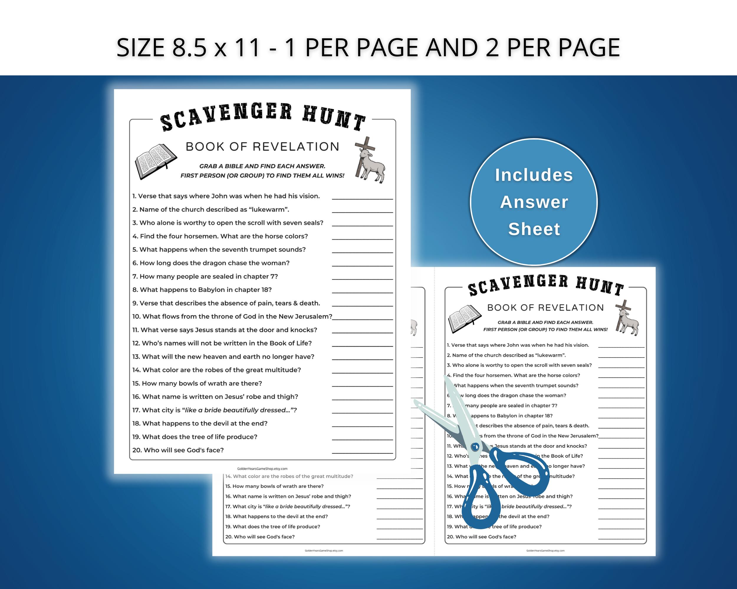Bible Scavenger Hunt, Kids Bible Study, Sunday School Quiz, Church Game ...