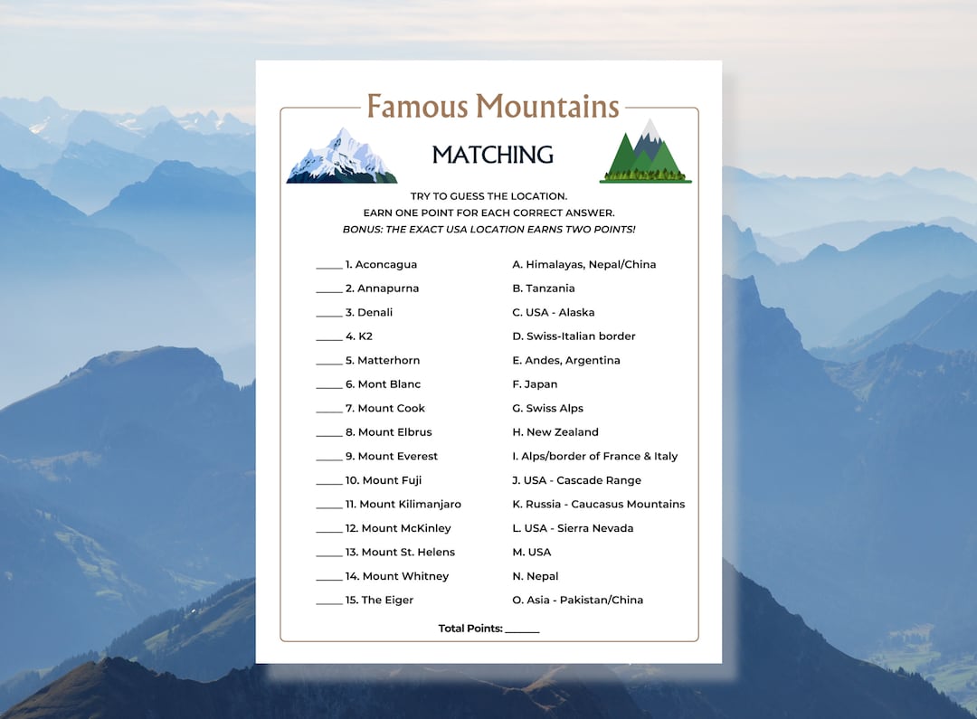 Mountains Trivia Game; Homeschool Geography; Geography Quiz; Family ...