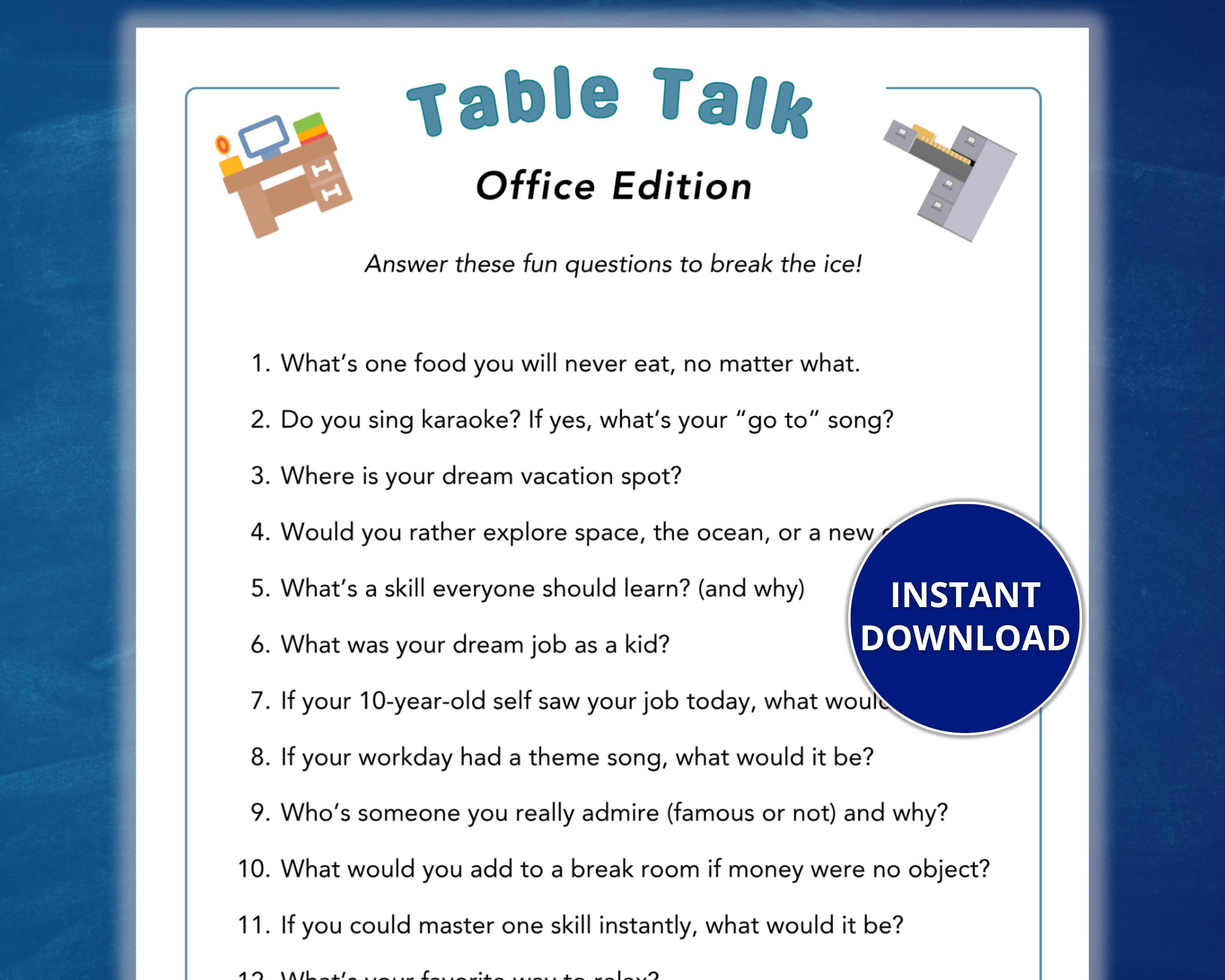 Ice Breaker Office Game – Printable Team Building Game for Staff ...