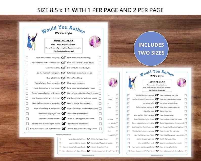 1970s Ice Breaker Game, Class Reunion Game, 50th Birthday Game, 1970s ...