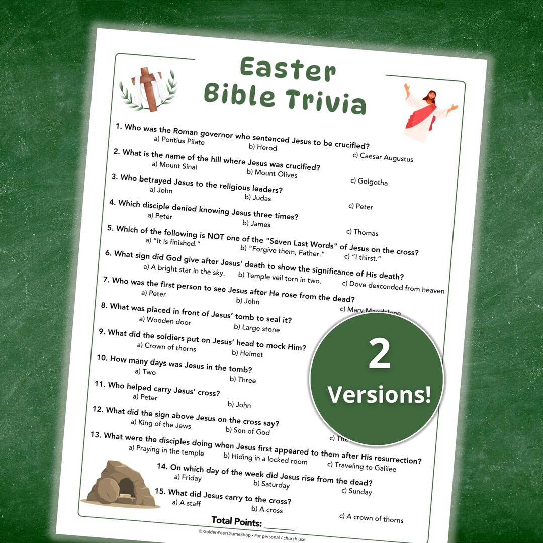 Easter Trivia Game, Bible Easter Game for Church, Christian Sunday ...