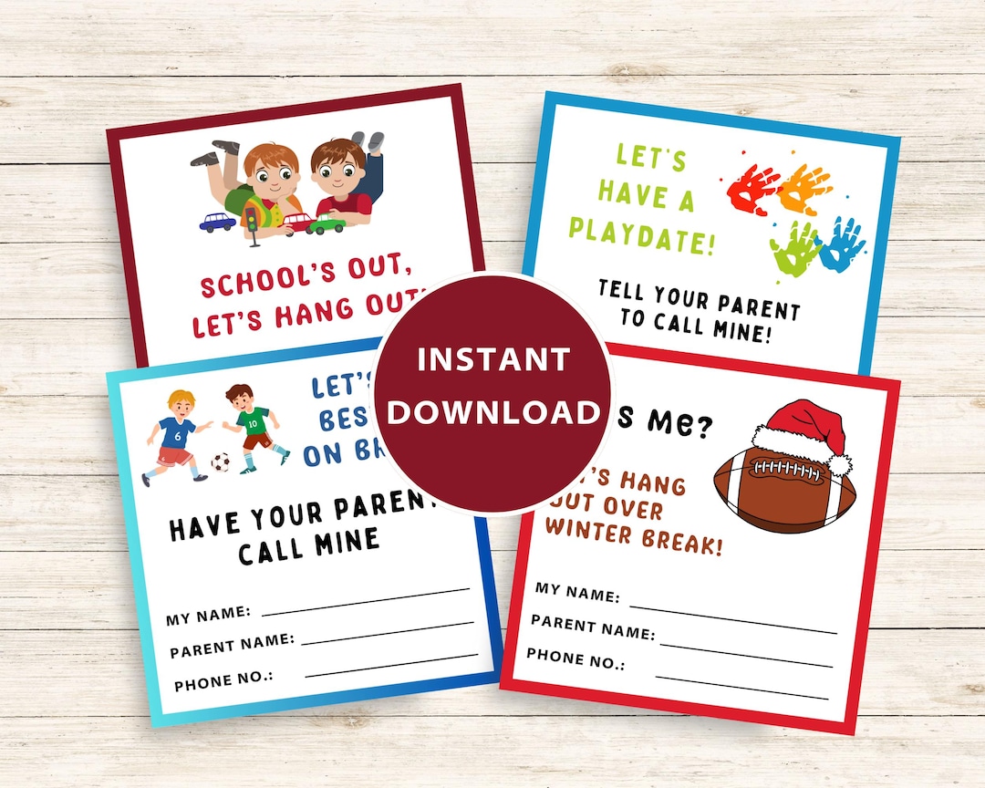 Playdate Cards, Lets Play Printable, Play Date Cards for Kids, Kids ...