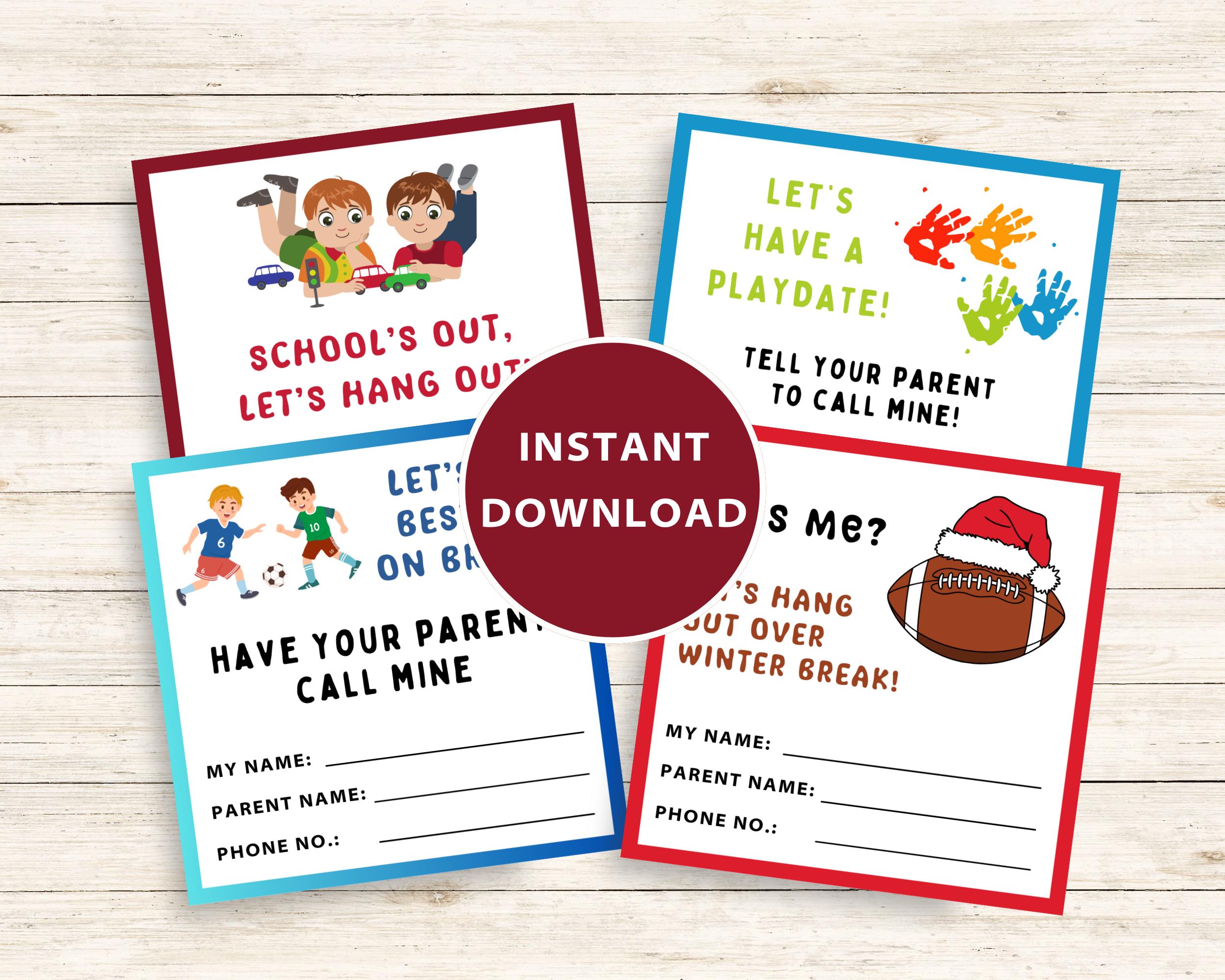 Playdate Cards, Lets Play Printable, Play Date Cards for Kids, Kids ...