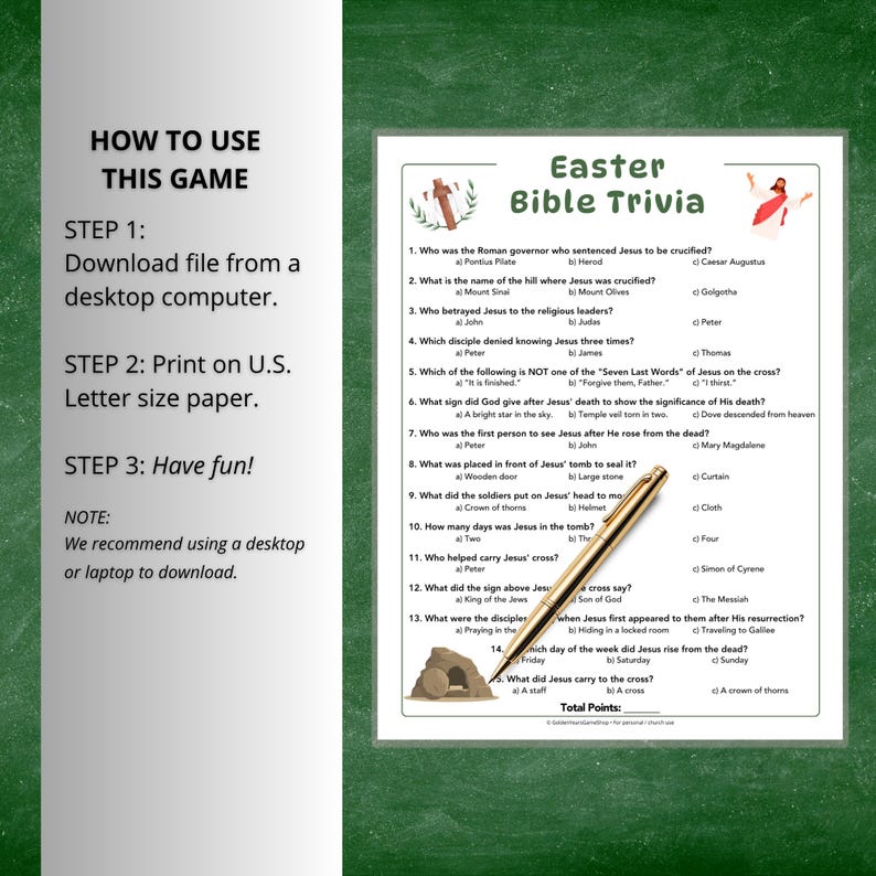 Easter Trivia Game, Bible Easter Game for Church, Christian Sunday ...