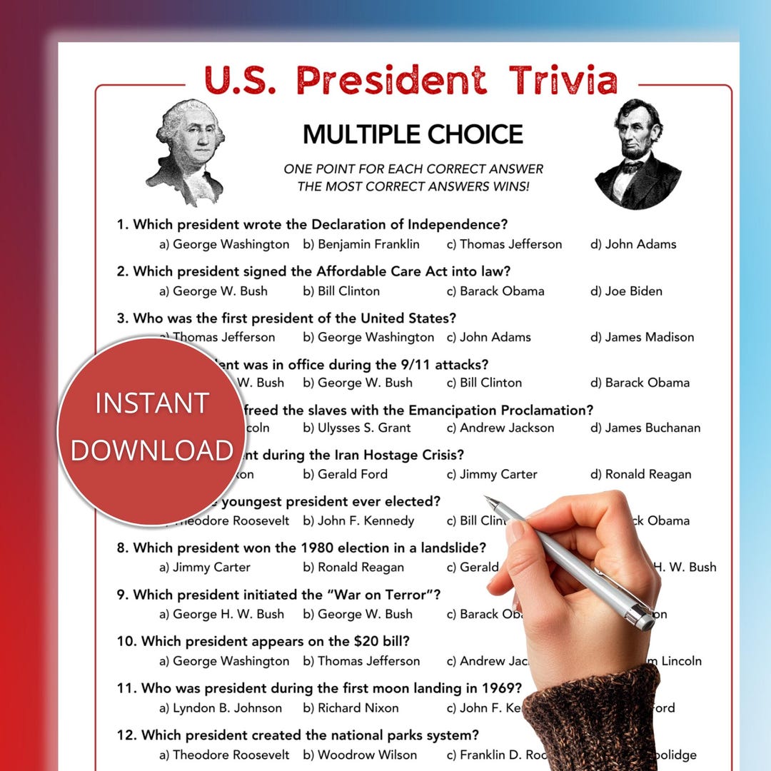 US President Trivia Game; 4th of July Trivia Game; Classroom Activities ...