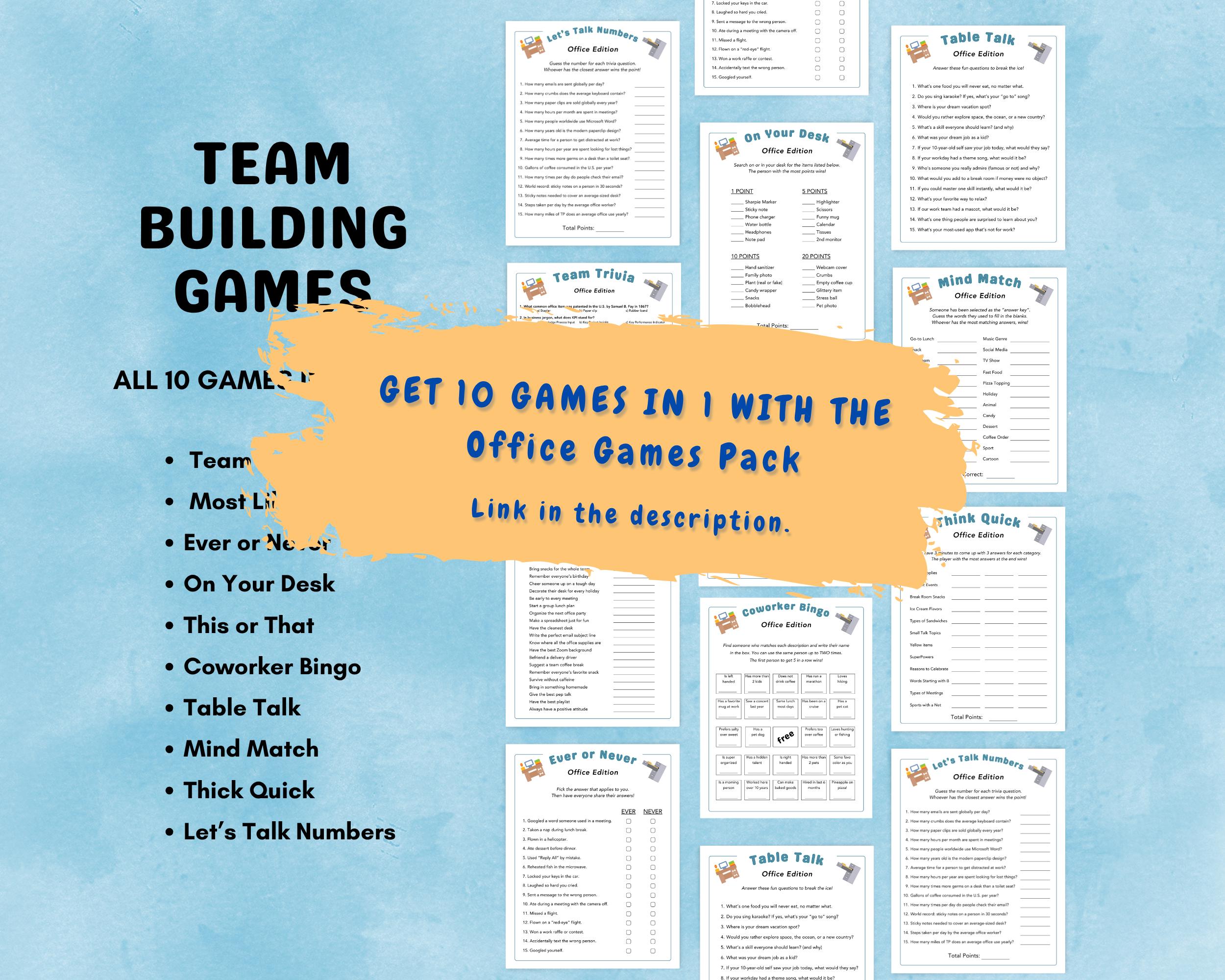 Staff Meeting Game – Printable Team Building Game With Coworker Most ...