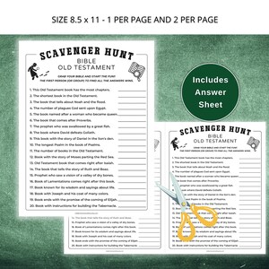 Bible Scavenger Hunt for the Old Testament, Sunday School Quiz, Church ...