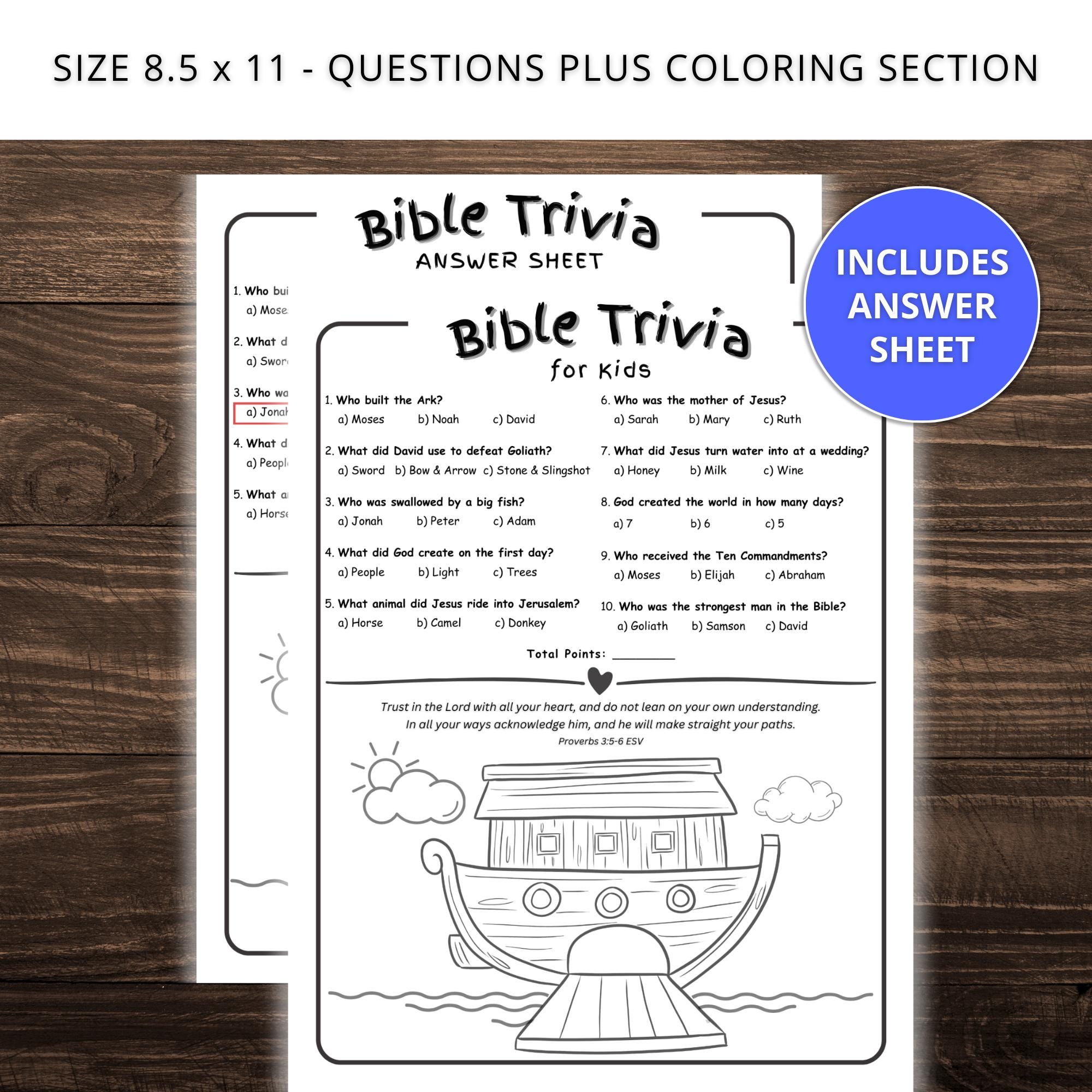 Kids Bible Trivia Game, Sunday School Quiz, Church Game, Christian Game ...