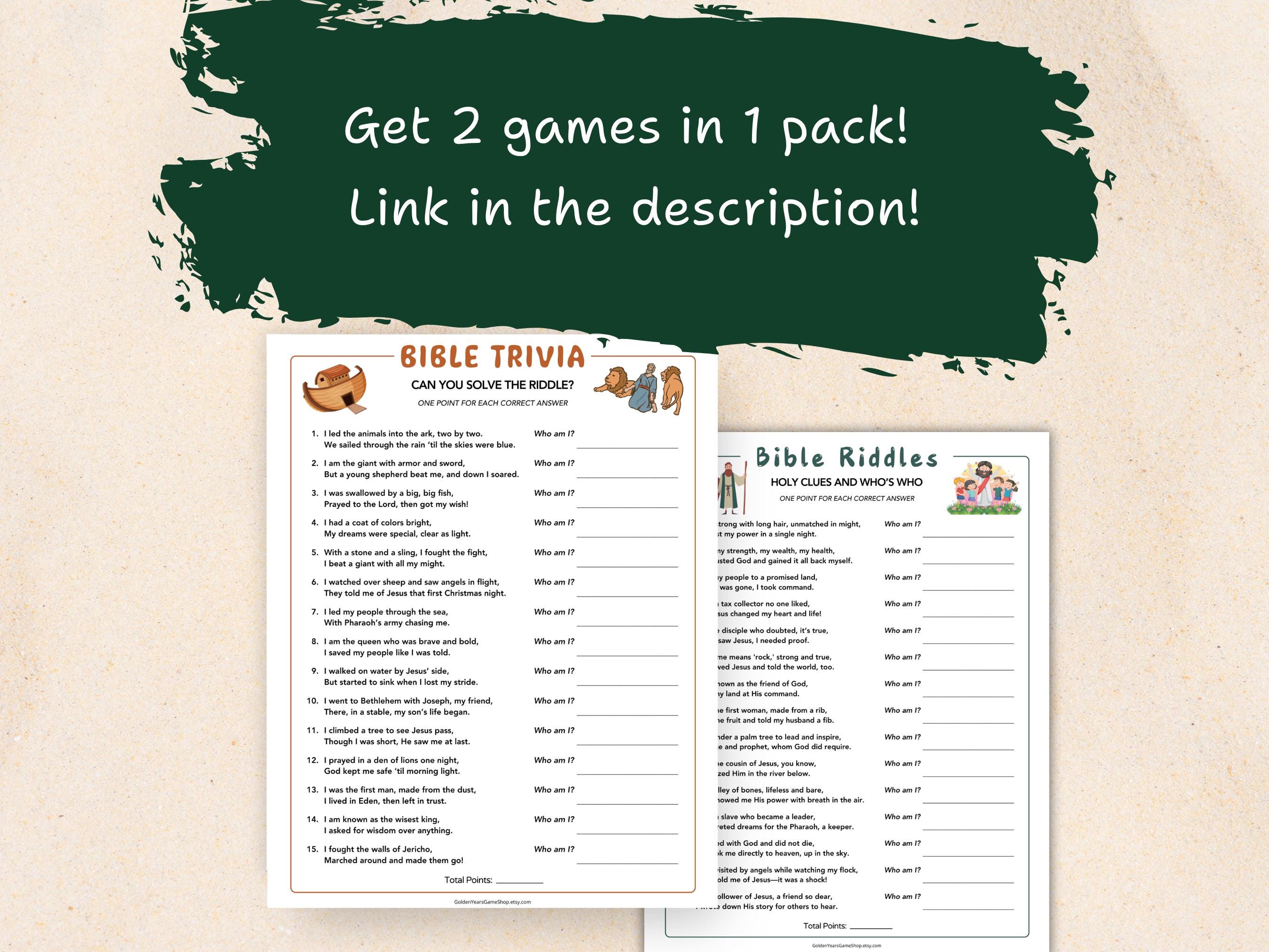 Bible Guess Who Game, Bible Trivia Riddle Game, Christian Game, Church ...