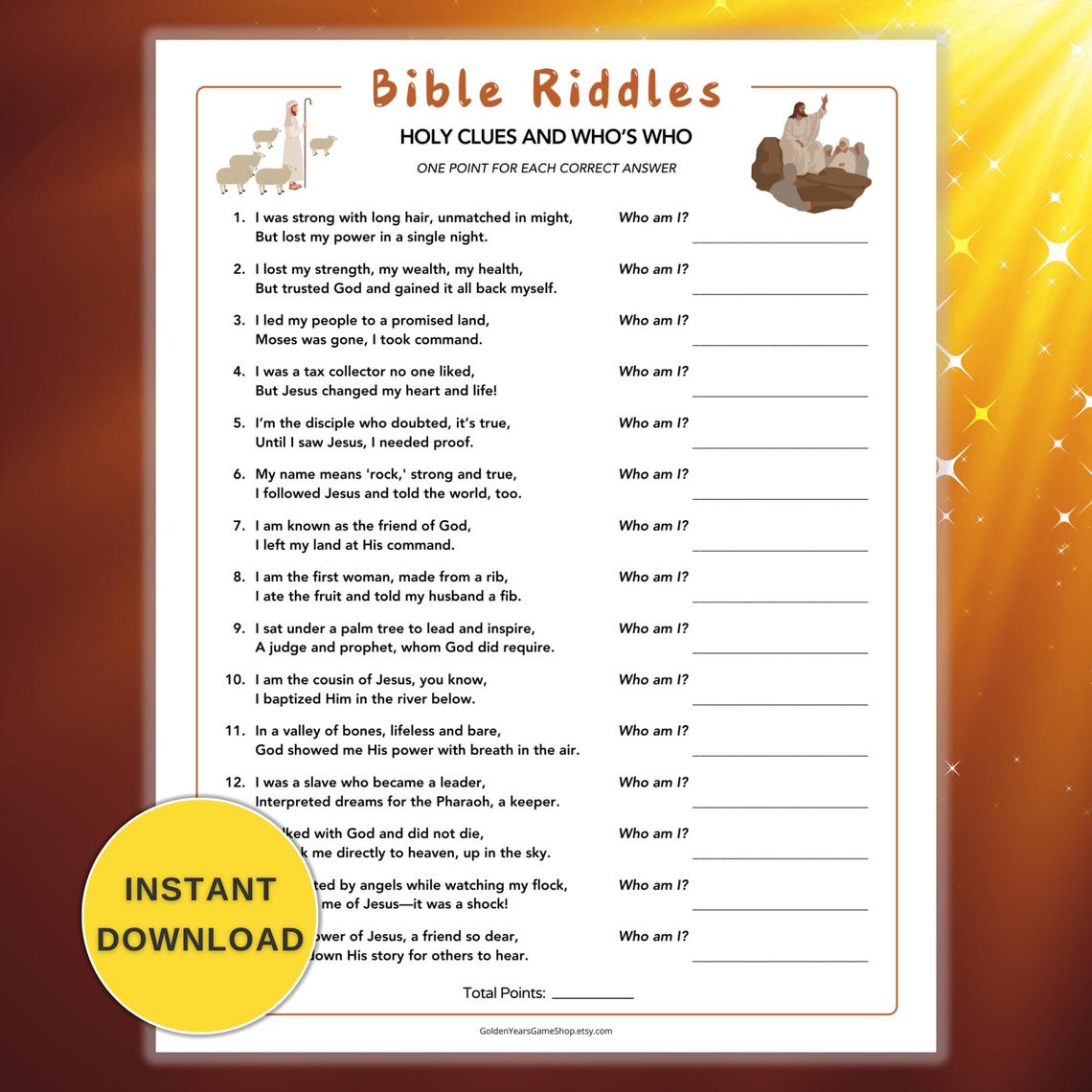 Bible Trivia Game, Sunday School Quiz, Church Game, Kids Bible Trivia ...