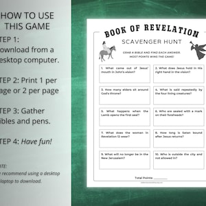 Book of Revelation Scavenger Hunt – Printable Bible Study Games, Bible ...