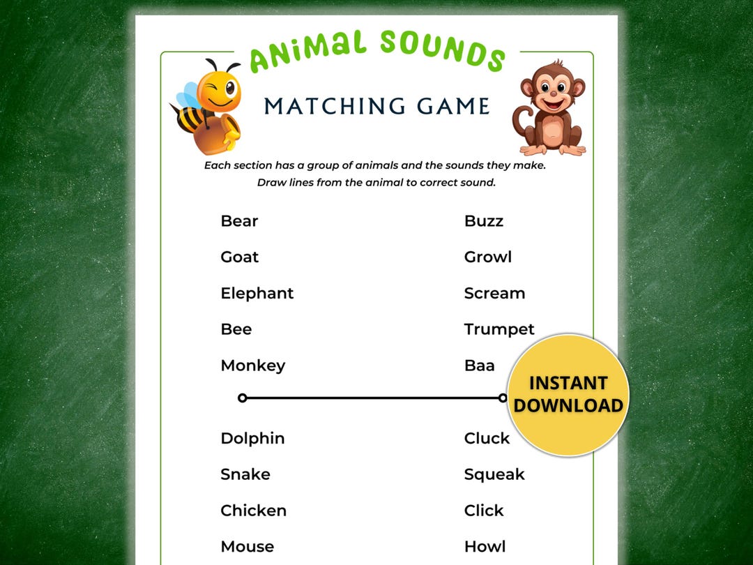 Animal Sounds Matching Game - Toddler Learning, Preschool Activity, Pre ...