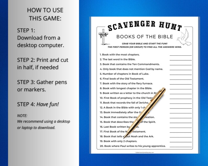Bible Scavenger Hunt, Bible Games for Sunday School Kids, Church Games ...