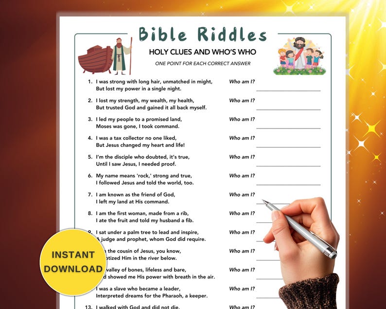 Bible Trivia Game, Sunday School, Church Game, Kids Bible Trivia ...