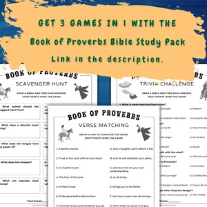 Book of Proverbs Trivia Game – Printable Bible Study Games, Bible Games ...