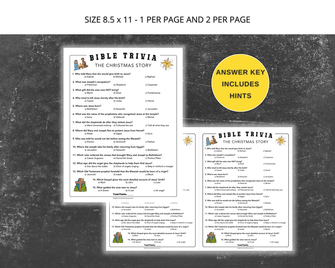 Christmas Bible Trivia Game, Christmas Trivia, Books of the Bible ...