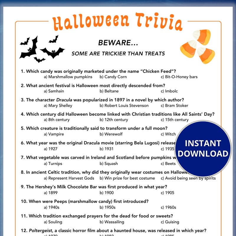 Halloween Trivia - Etsy