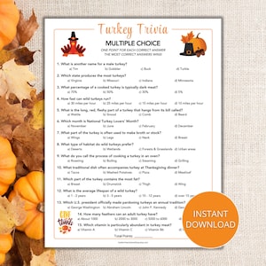 Turkey Trivia Game, Thanksgiving Game, Team Building Game ...
