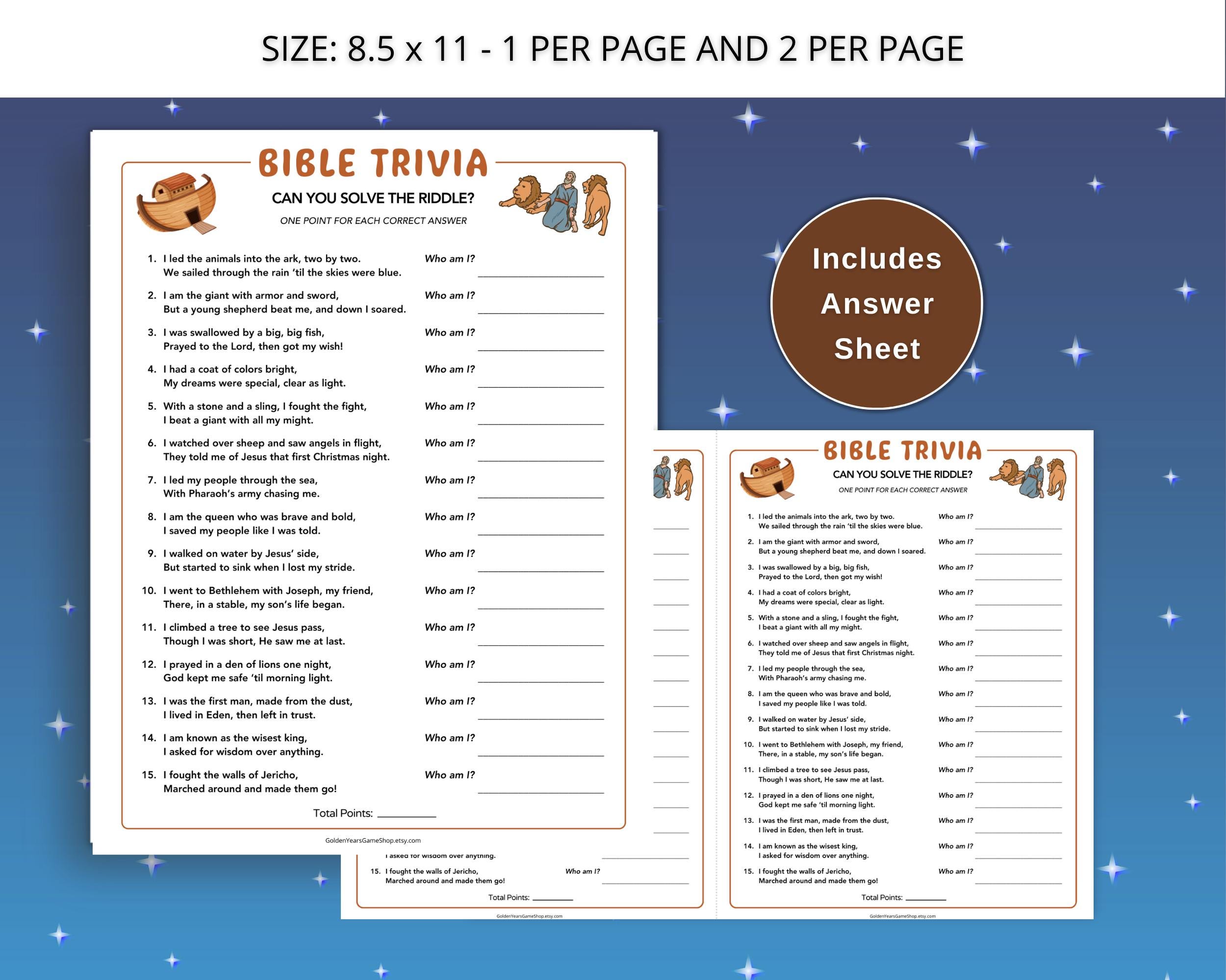 Bible Guess Who Game, Bible Trivia Riddle Game, Christian Game, Church ...