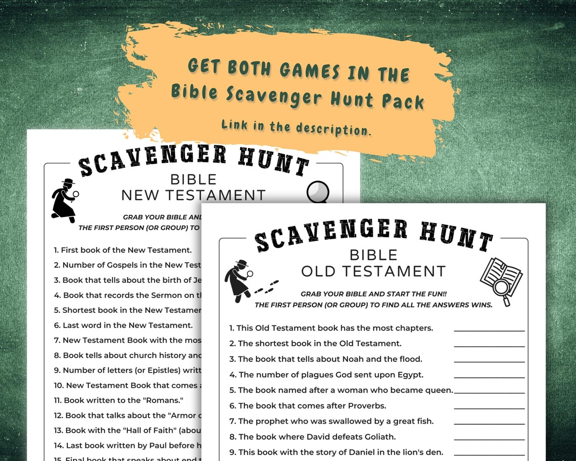 Bible Scavenger Hunt for the Old Testament, Sunday School Quiz, Church ...