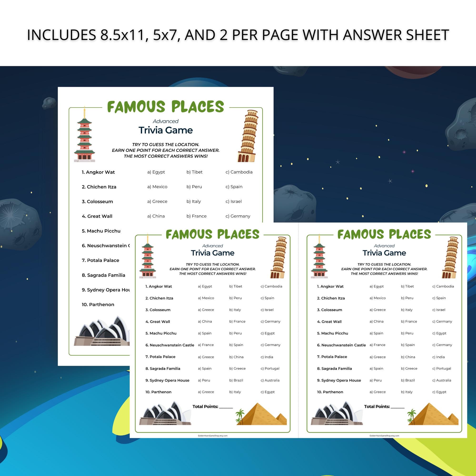 Famous Places Trivia Game; Geography Trivia, Famous Landmarks Trivia ...