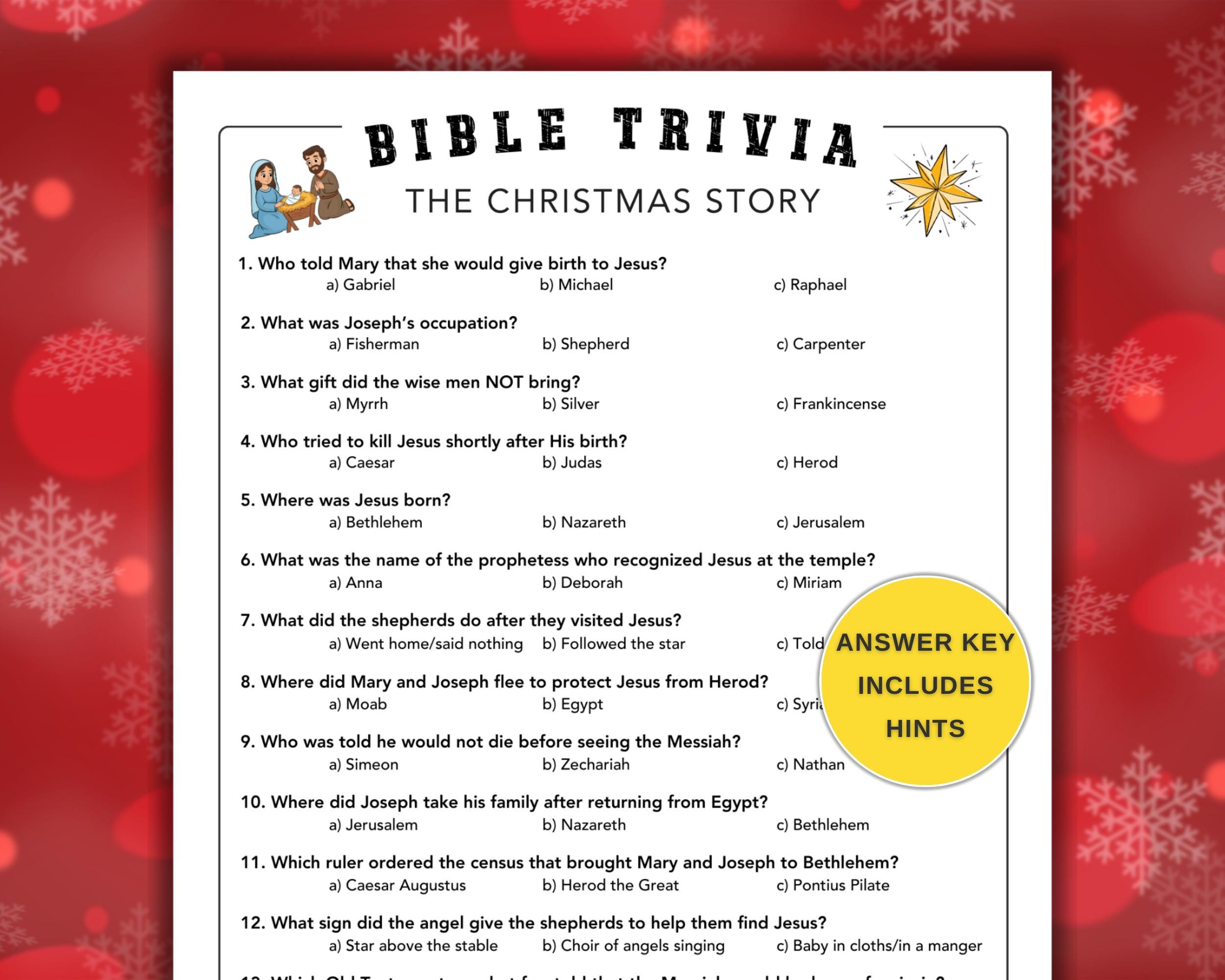 Christmas Bible Trivia Game, Christmas Trivia, Books of the Bible ...