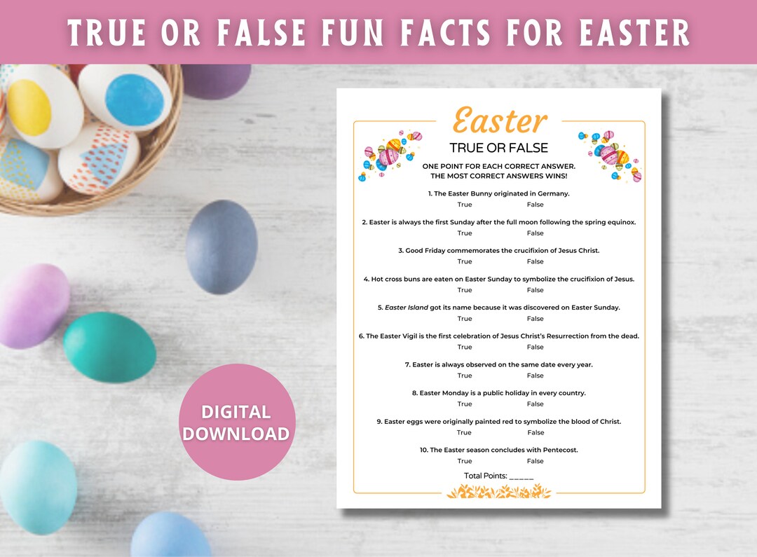 Easter True or False Game Fun for All Ages - Etsy