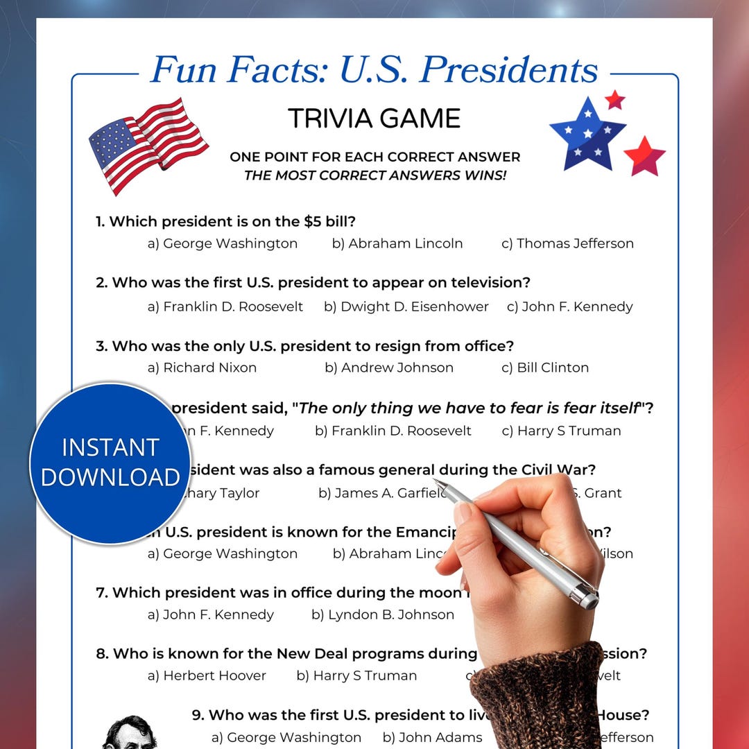 U.S. Presidents Fun Facts Game; Classroom Activities for Kids ...
