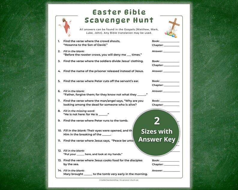 Easter Bible Games Bundle, Bible Trivia, Easter Riddles, Scavenger Hunt ...