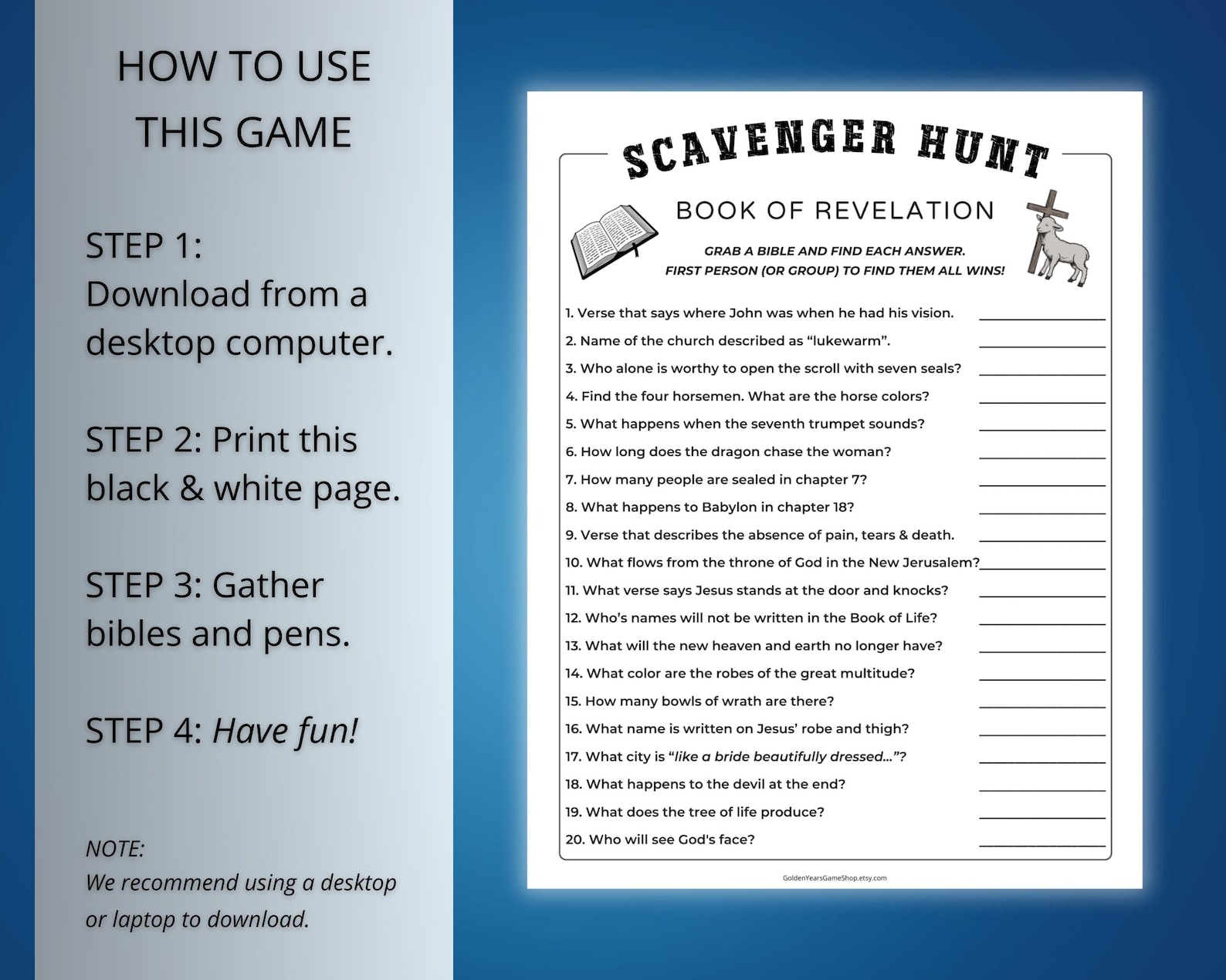 Bible Scavenger Hunt, Kids Bible Study, Sunday School Quiz, Church Game ...