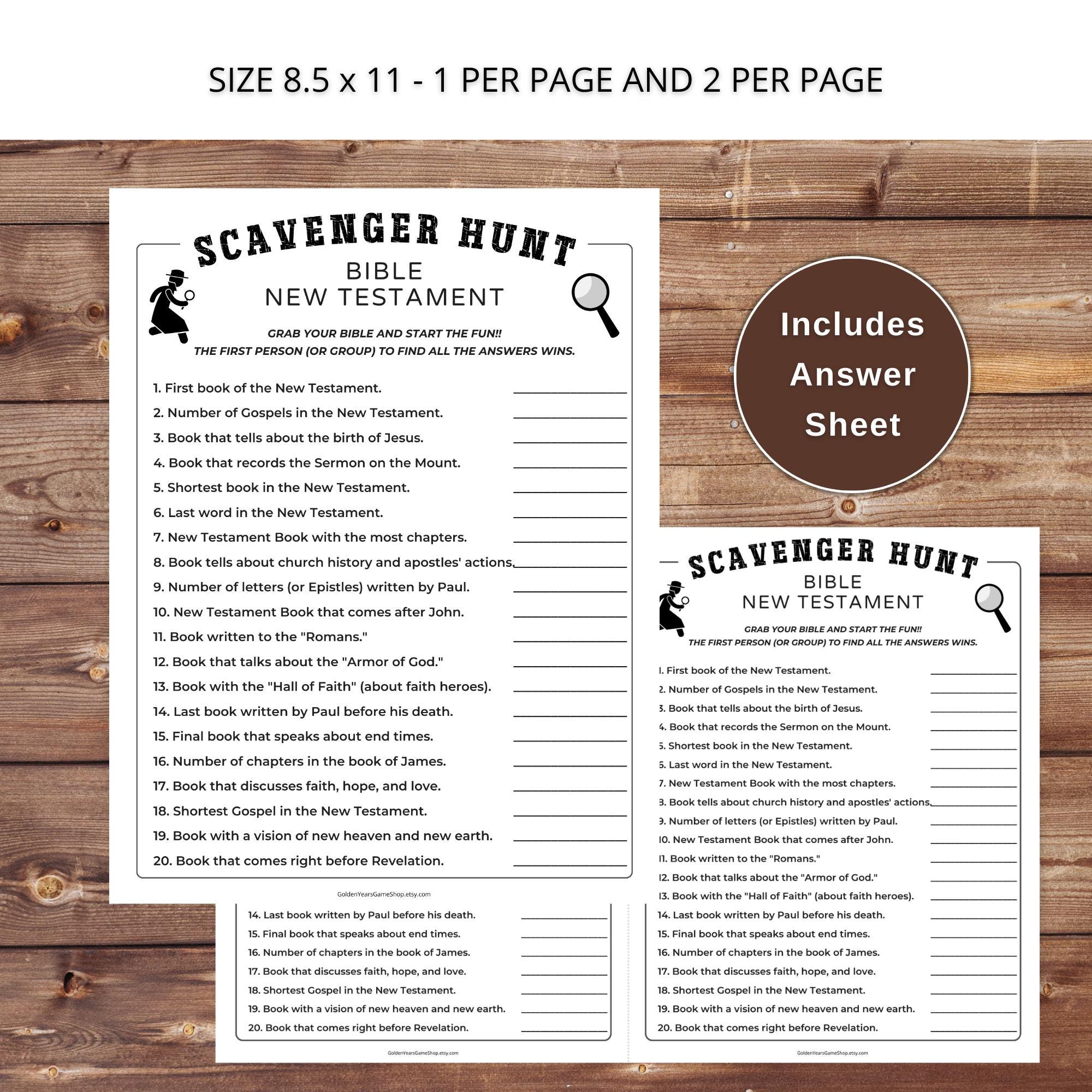Bible Scavenger Hunt for the New Testament, Kids Bible Study, Sunday ...