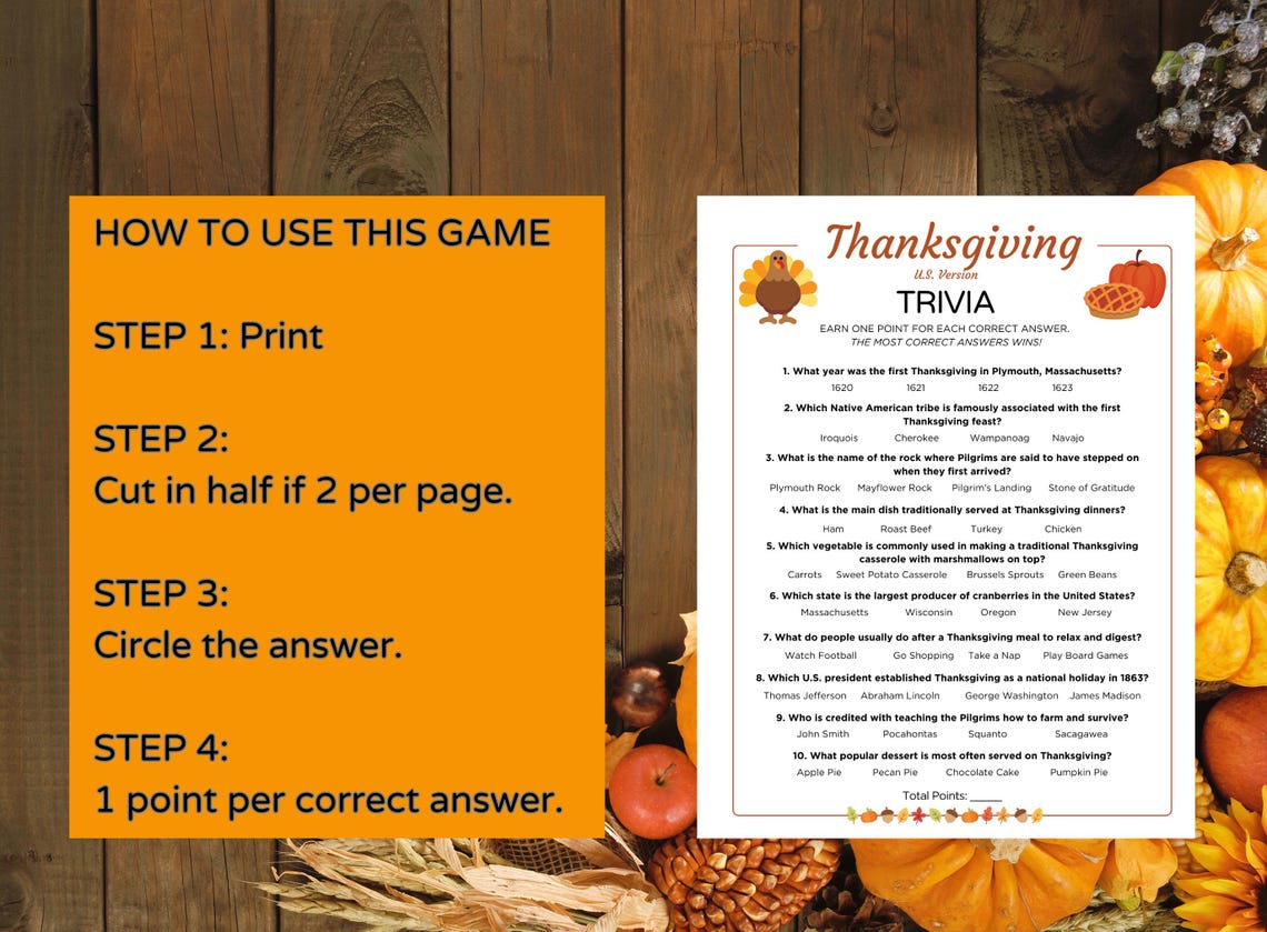 Thanksgiving Trivia Game, Turkey Trivia, Team Building Game ...