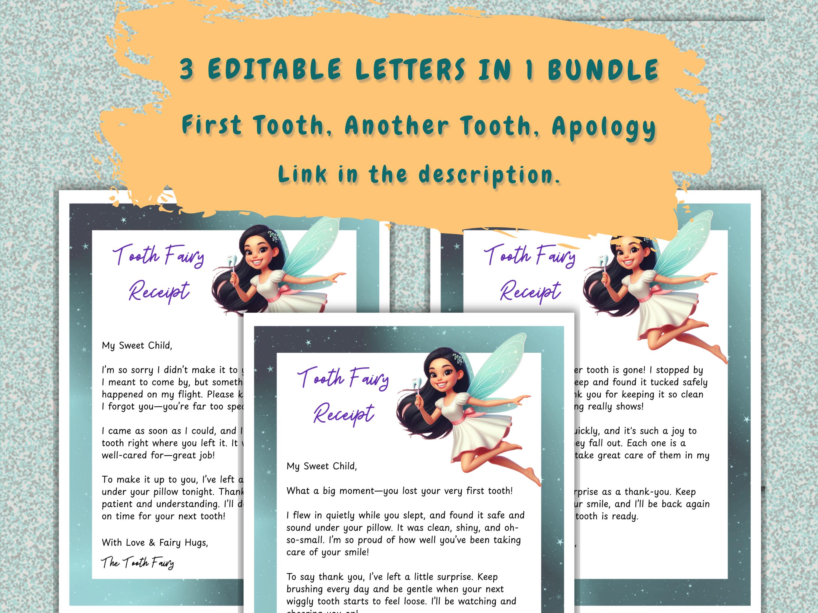 Tooth Fairy Letter, Editable in Canva, First Tooth, Tooth Fairy Receipt ...