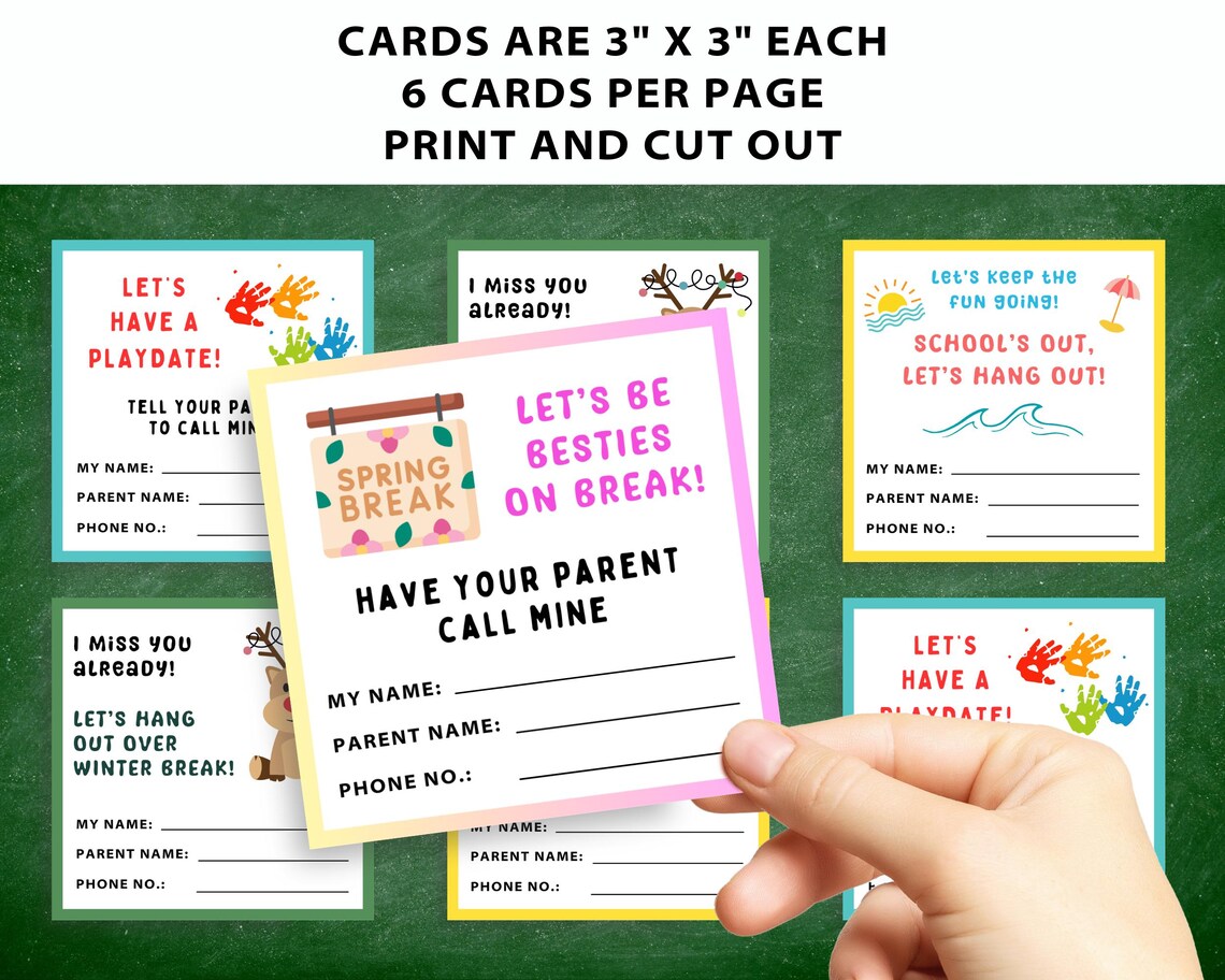 Playdate Cards, Lets Play Printable, Play Date Cards for Kids, Kids ...