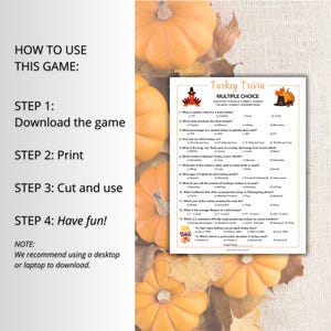 Turkey Trivia Game, Thanksgiving Game, Team Building Game ...