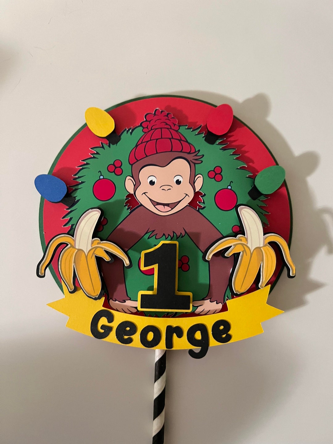 Curious George Christmas Cake Topper - Etsy
