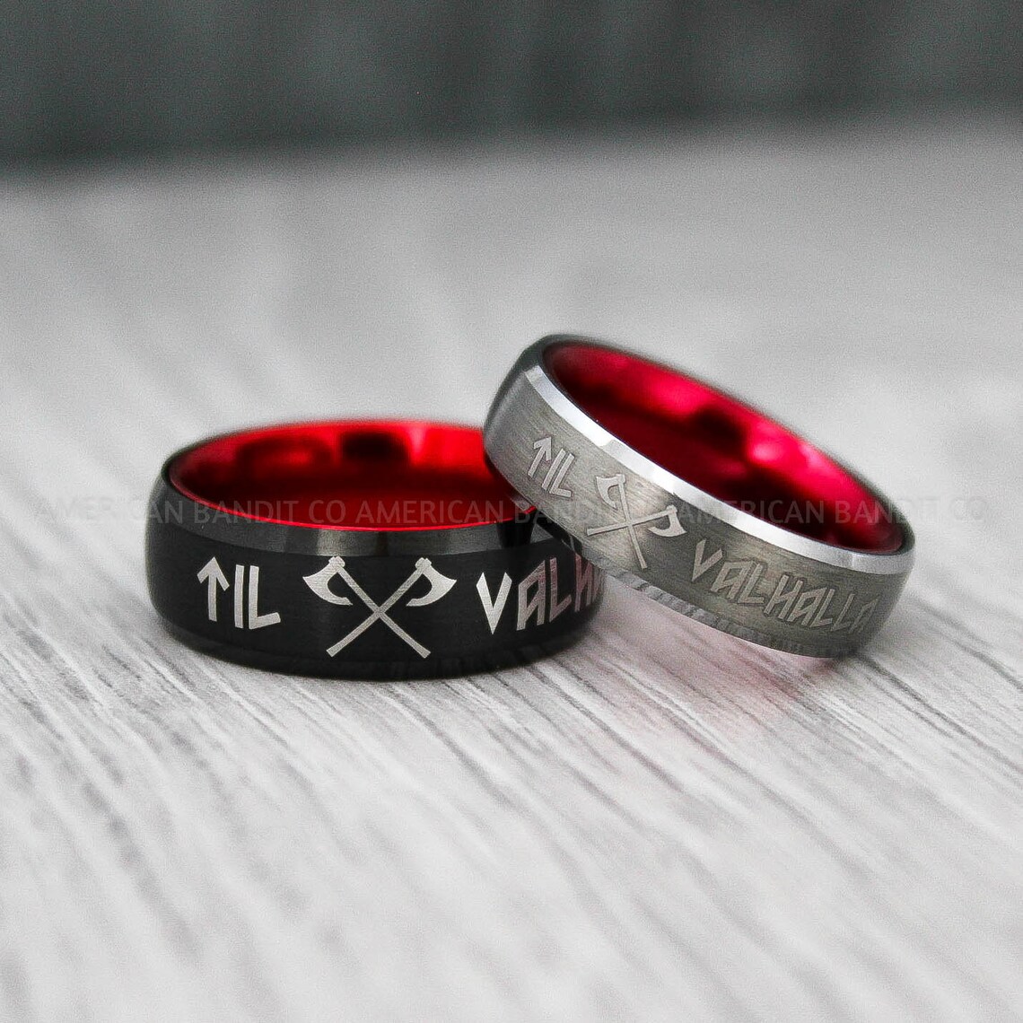 Til Valhalla Rings, Viking Rings, Runes Rings, 3 Piece Couple Set ...