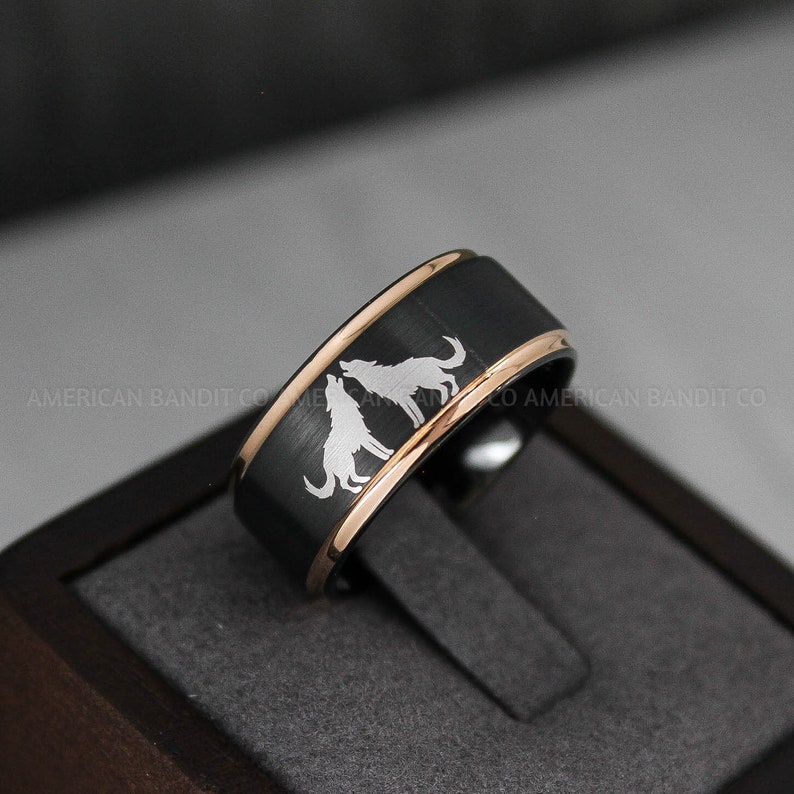 Howling Wolves Ring, Wolf Ring, Couple Wedding Rings, Couple Rings ...