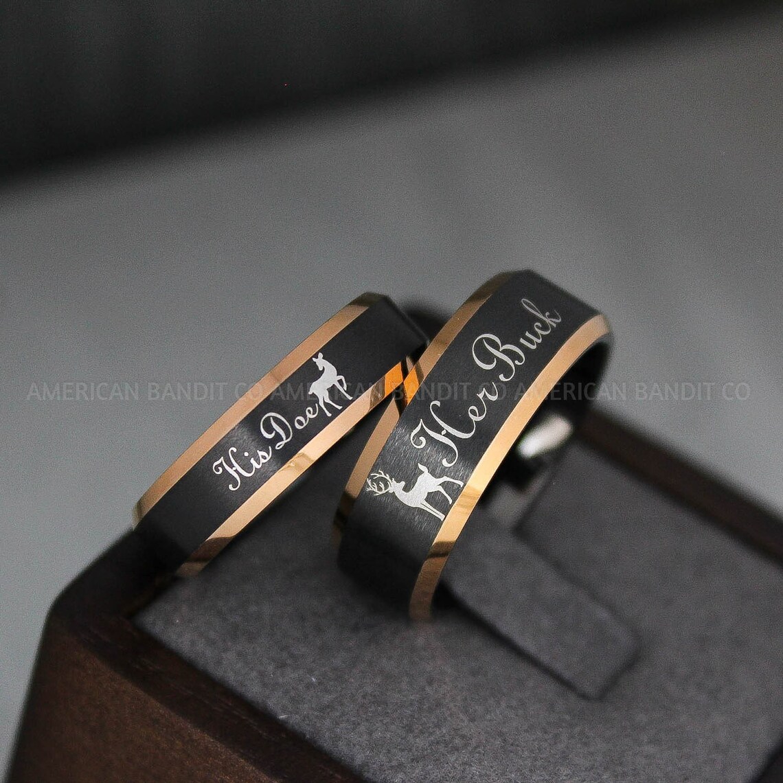 Her Buck Ring, His Doe Ring, Her Buck and His Doe Ring Set, Couple ...