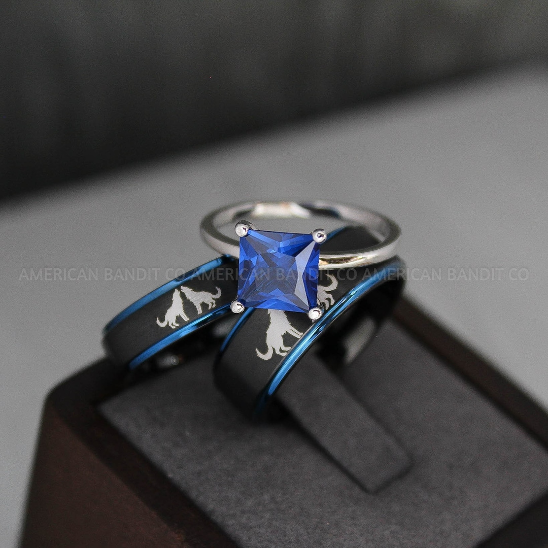 Howling Wolves Ring, Wolf Ring, Couple Wedding Rings, Couple Rings ...